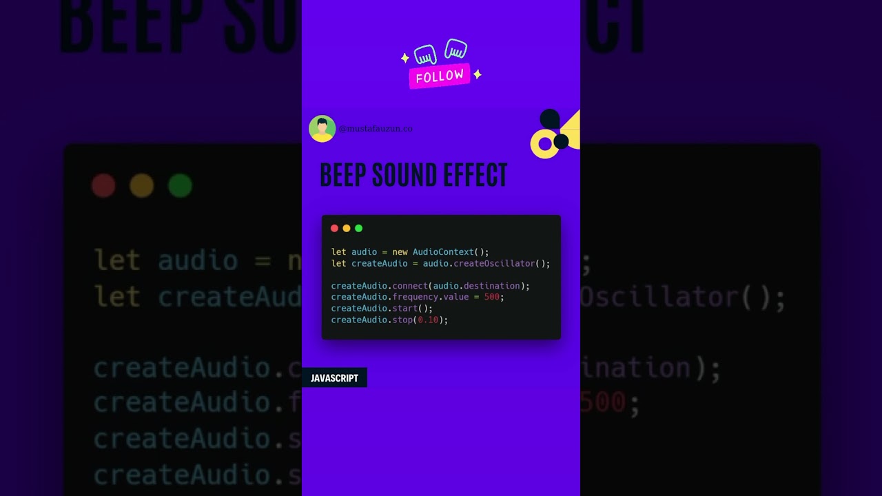Javascript, Beep Sound Effect #javascript #shorts