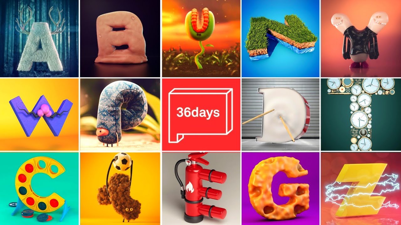 36days of type - A to Z Alphabet Animated 3D || @The Motion Creator