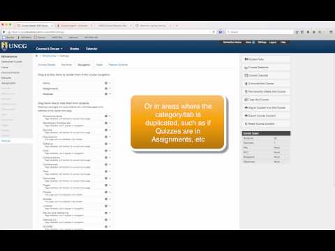 UNC Greensboro Canvas: Reordering and Hiding Navigation Tabs