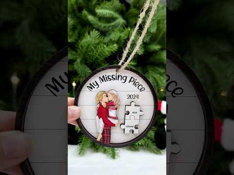 My Missing Piece Christmas Couple | Personalized 2-Layered Wooden Ornament