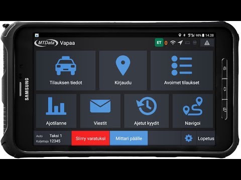 Taksi Helsinki MTData - Vuoron aloitus, tolpalle ajo ja tilauksen hyväksyminen