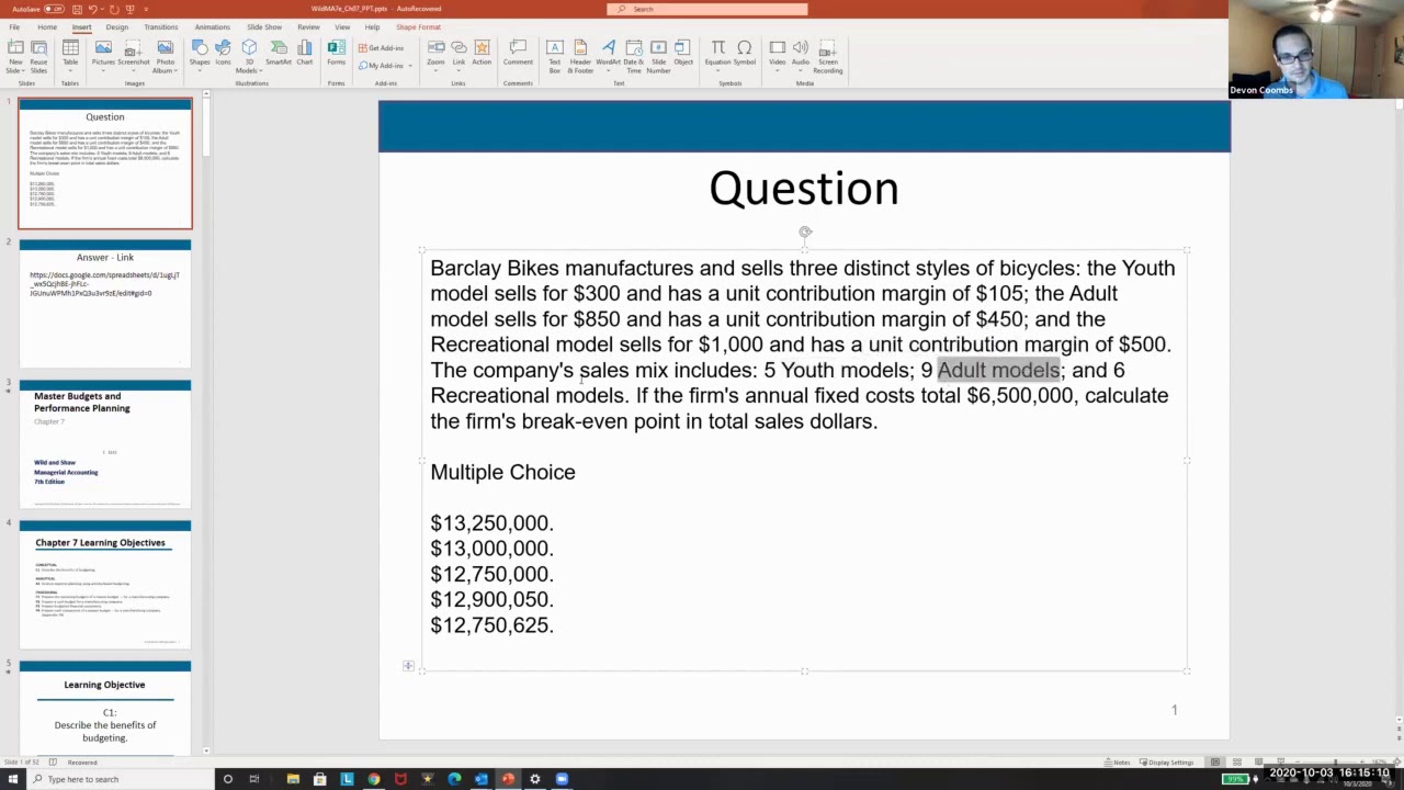 Breakeven Analysis - Example with Google Sheets