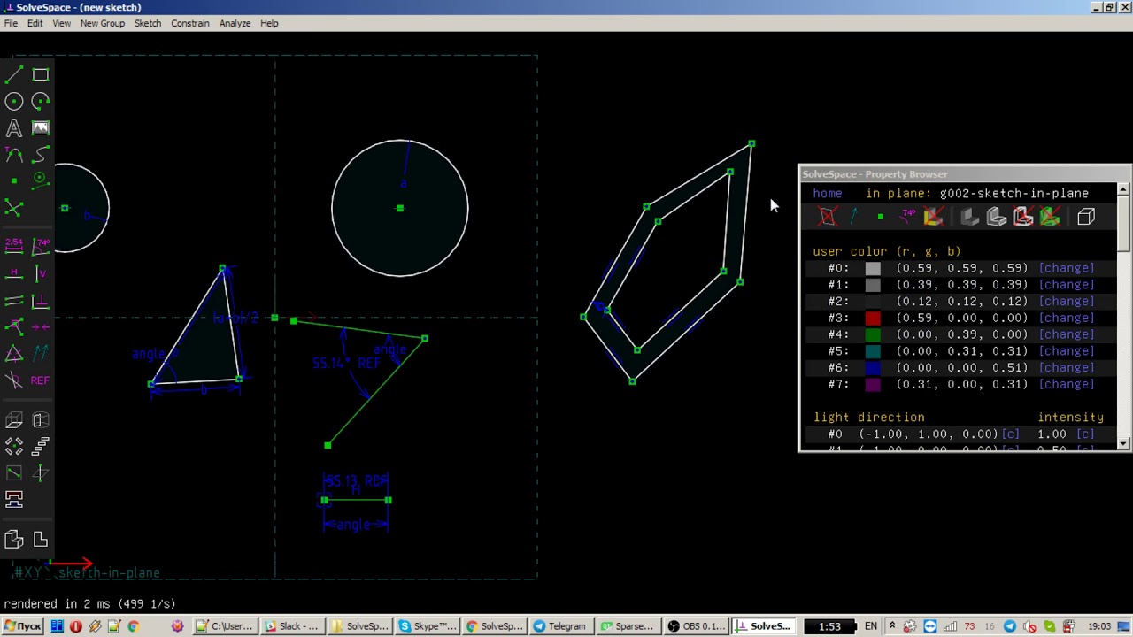 SolveSpace New Feature: User-defined parameters and user-defined constraints