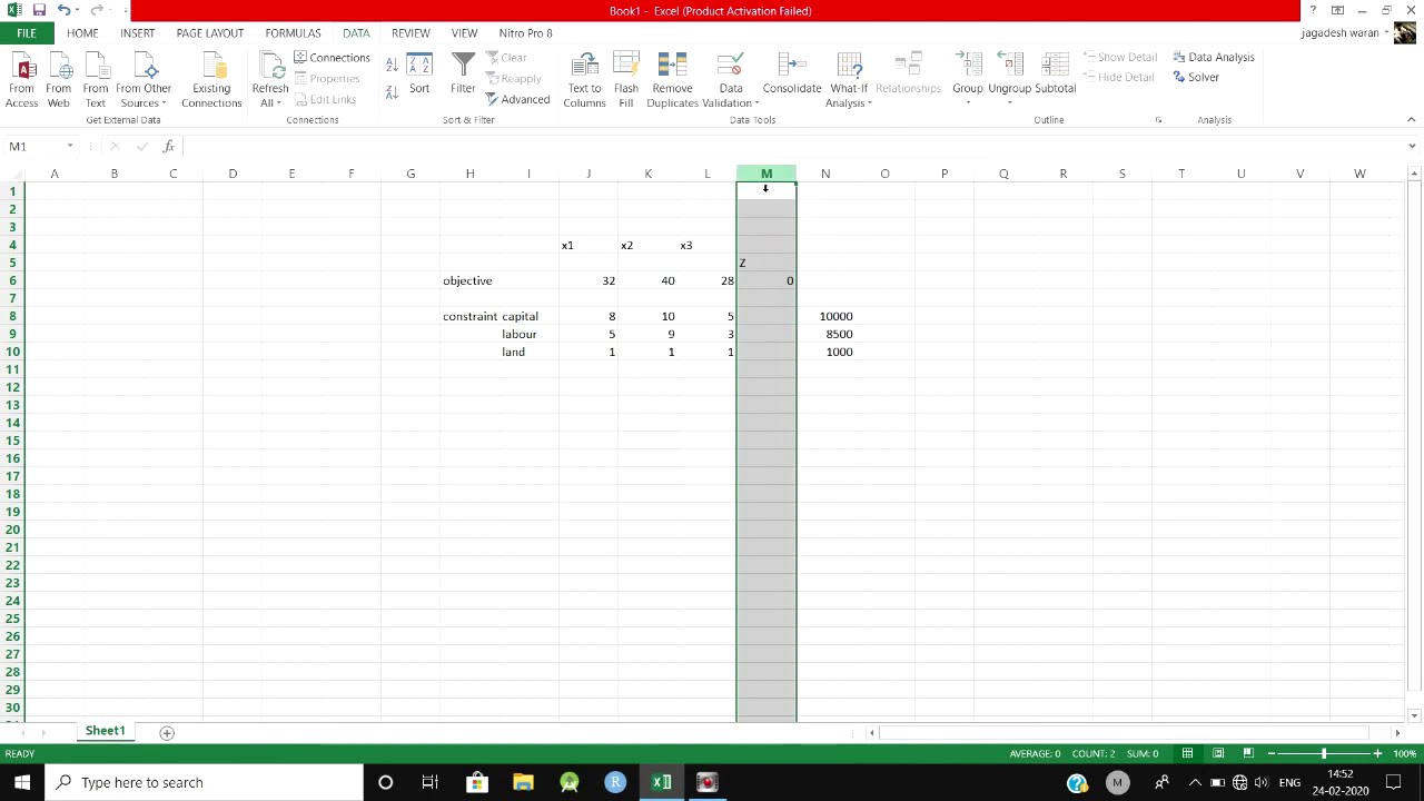 Linear programming in Excel using Solver