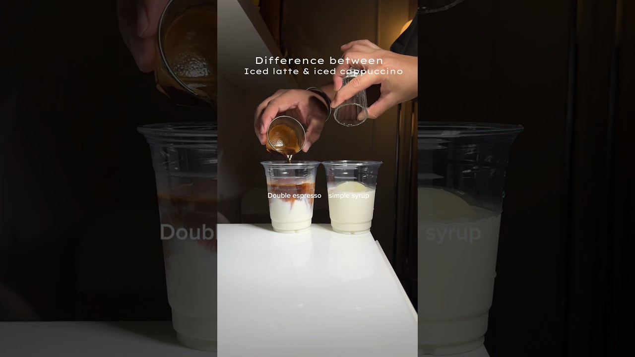 Difference between iced latte and iced cappuccino #coffeelover #coffee