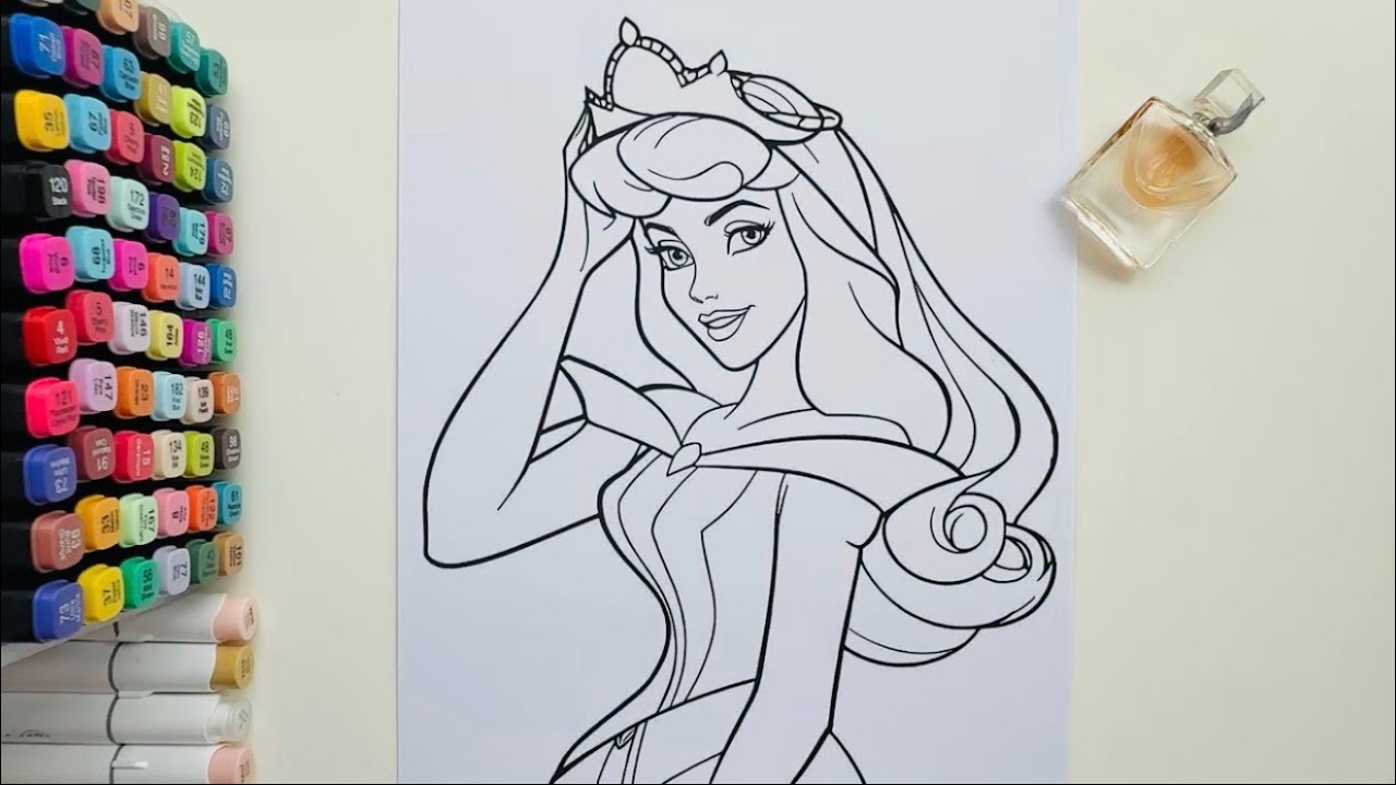 Coloring Disney Princess 💕GIANT Coloring Page Auora 👑| Touch Art Markers |