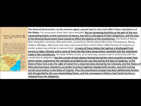 American Civil War Source: South Carolina Declaration of Secession; Why did South secede from Union?