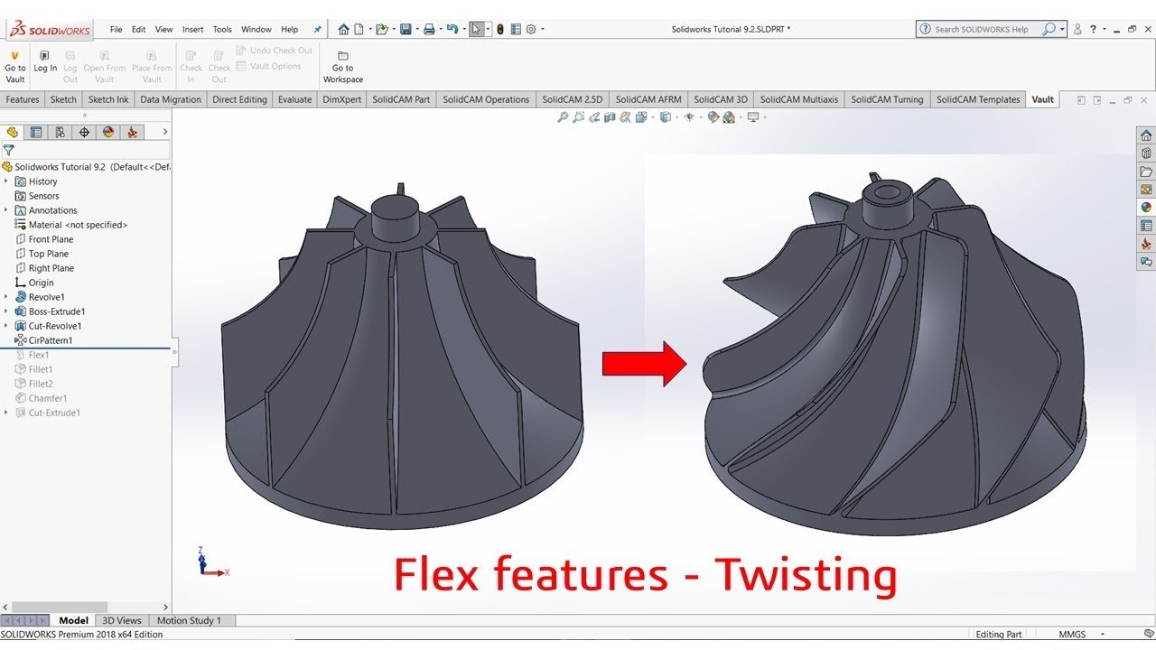 Solidworks Tutorial #9 | 3D Tuabin use Flex Twisting