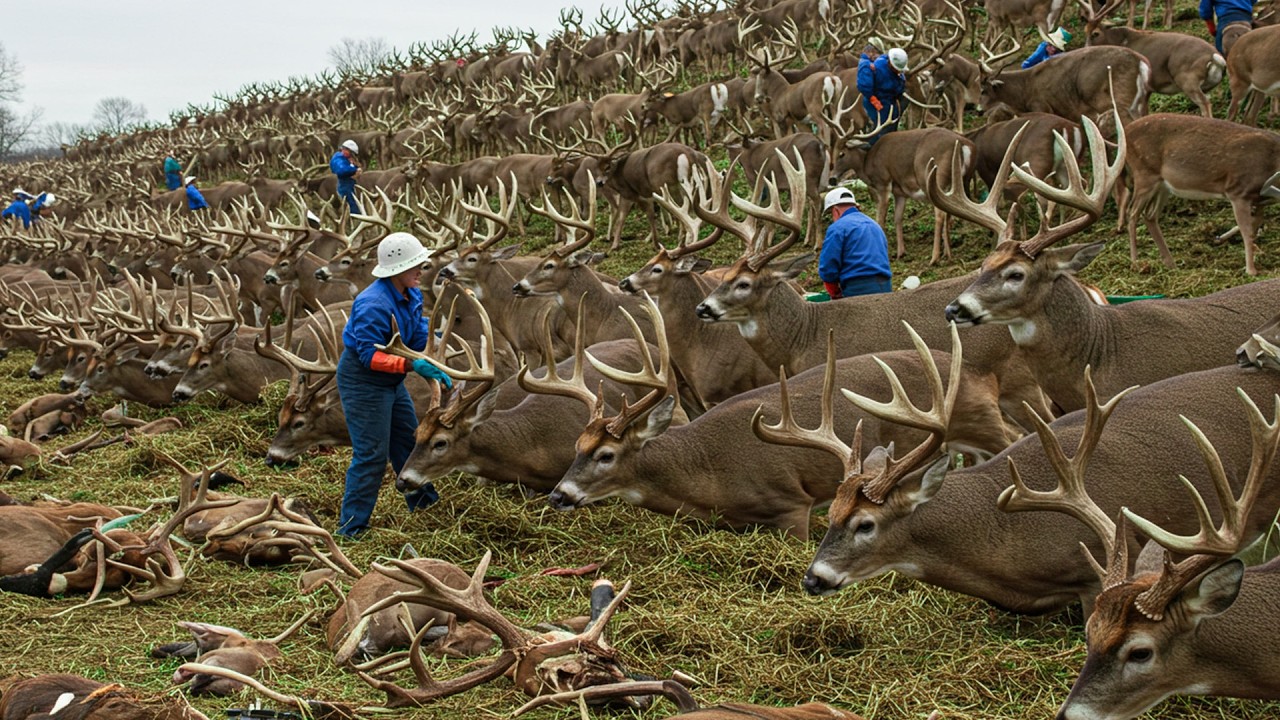 Harvesting Millions Tons Of Deer Velvet And Venison – Processing Deer In The Factory