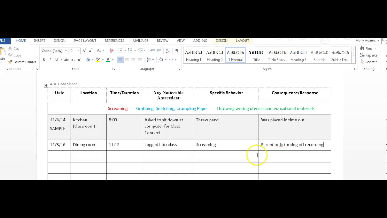 How to complete the ABC Data Sheet