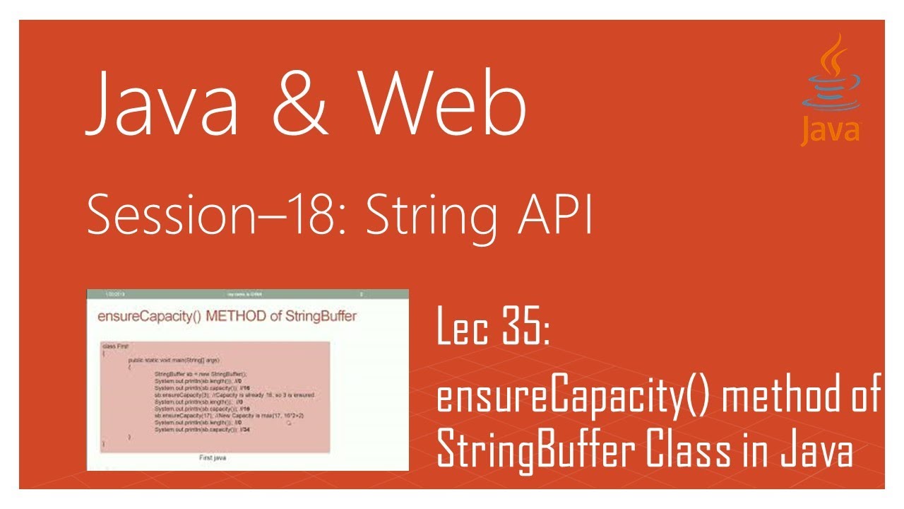 String API in Java | #35 | ensureCapacity() method of StringBuffer Class in Java