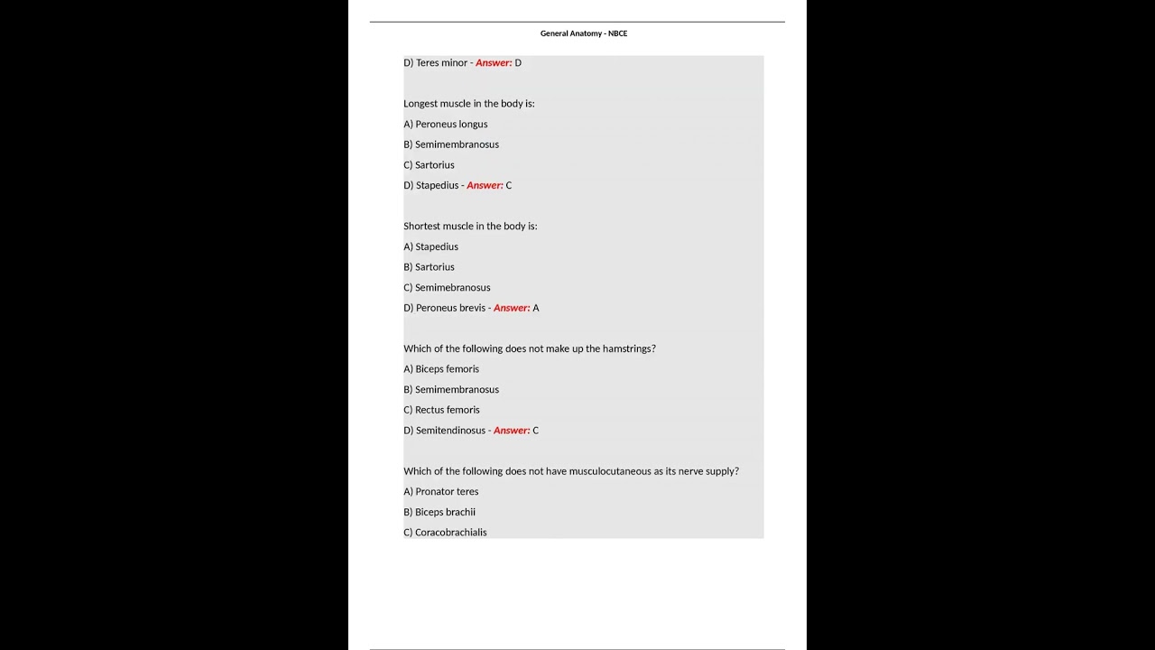 General Anatomy – NBCE Test Questions 267 With Definitive Solutions, Already Graded A+  pdf