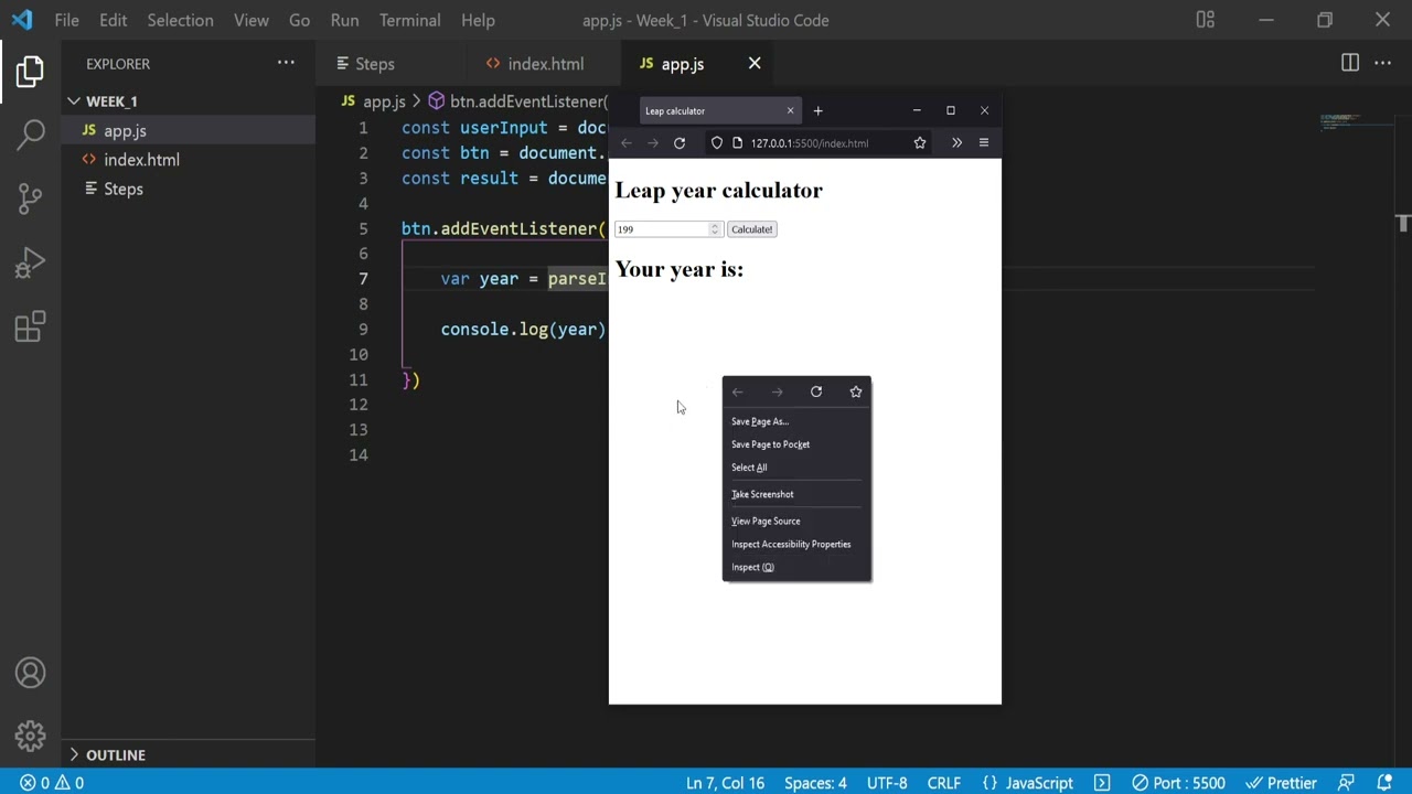 Javascript Leap Year Calculator