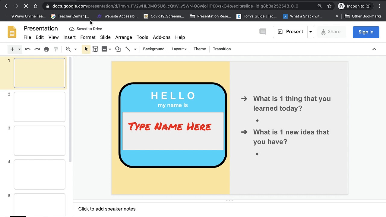 Back to Basics - Design a Collaborative Google Slides Presentation