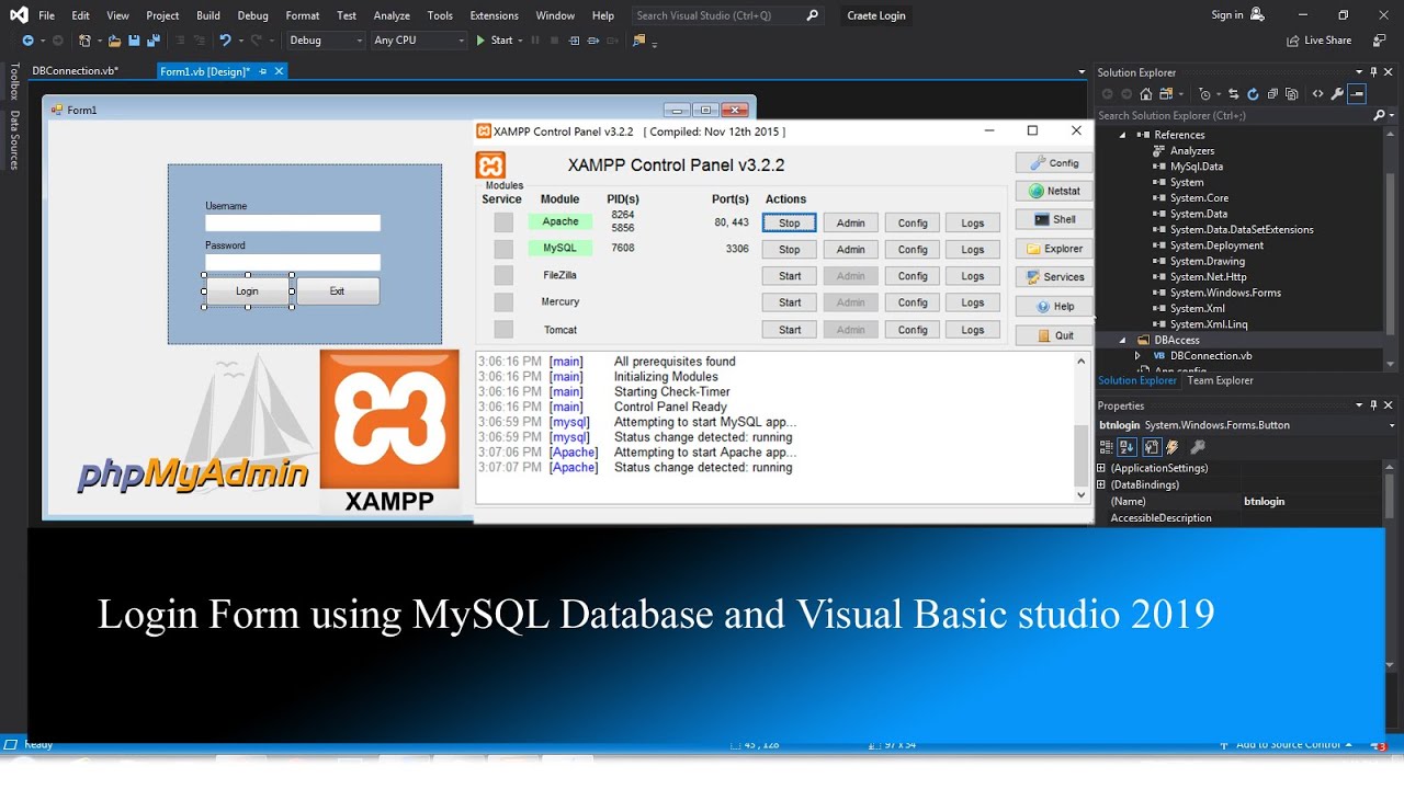 Login Form using xampp MySQL Database and Visual Basic