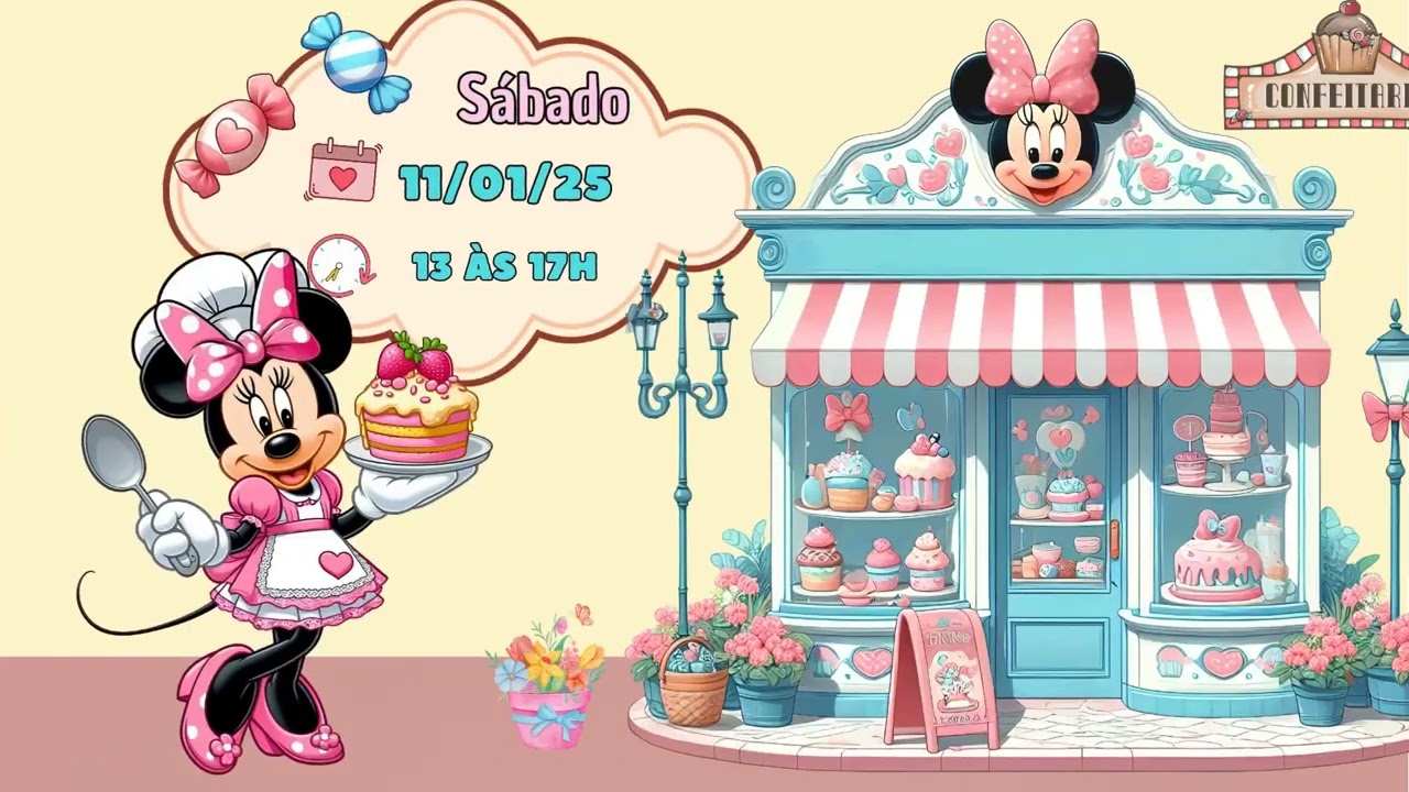 Convite -  Minnie confeiteira