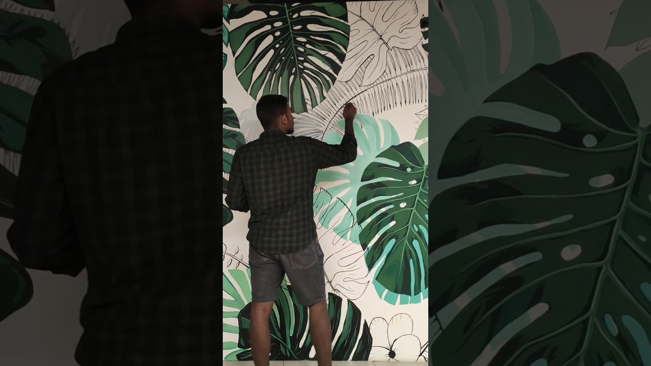tropical mural painting | wall murals | organic  painting | interior #wallpainting  #interiordesign