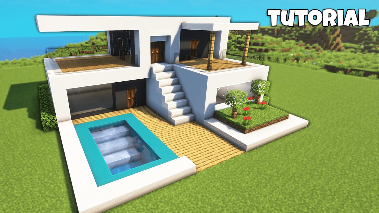 Minecraft Modern House Tutorial⚒️ - Minecraft Builders