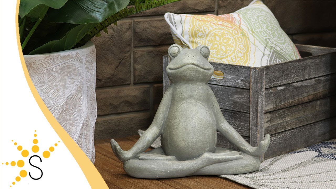 Sunnydaze Marvin the Meditating Frog Concrete Garden Statue - 12.25