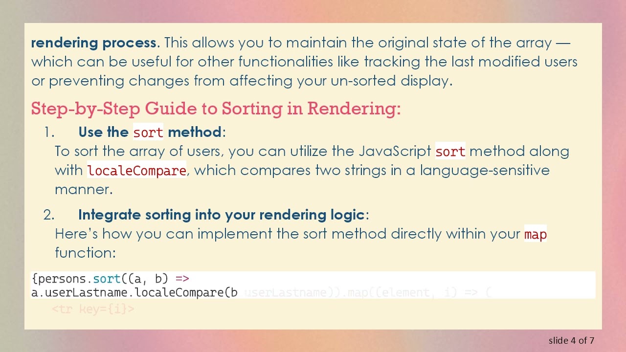 How to Sort and Render an Array of Objects in React
