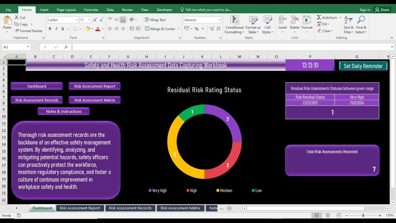 Risk Assessment Data Capturing Template for SHEQ Officers