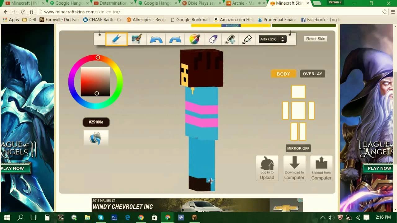 Minecraft Skin Build | Frisk From Undertale