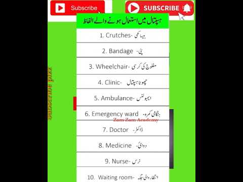 Hospital Related English Words With Urdu Meaning