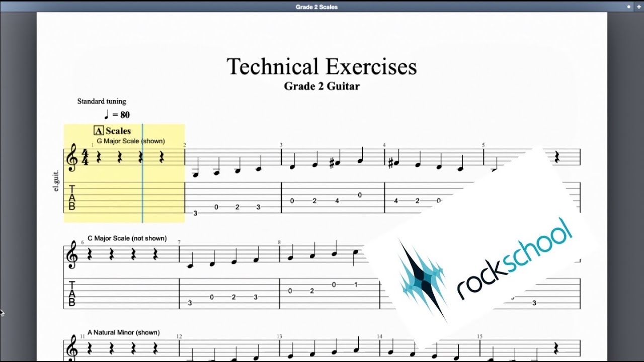 Technical Exercises Rockschool Grade 2 Guitar