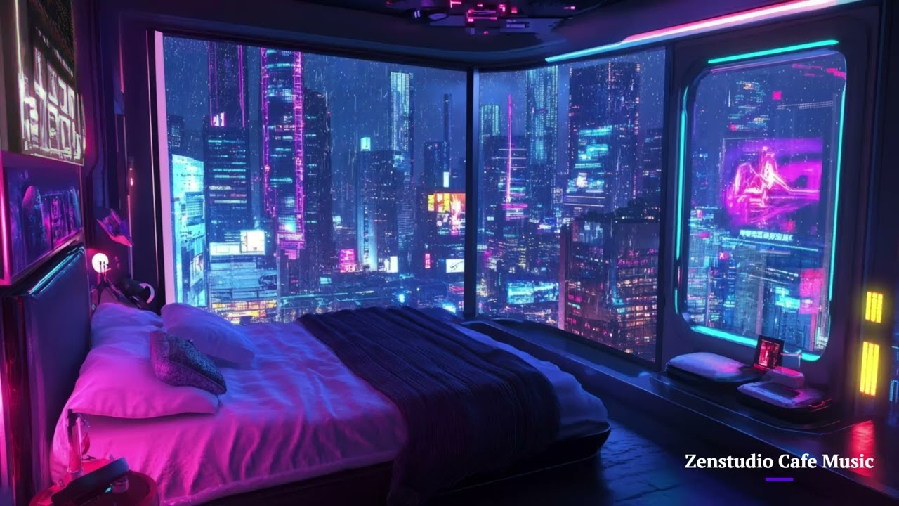 Cyberpunk 80-90s Late Night City  Rainy Calm Nighttime Ambience  Sleep Focus Chill Relax  #lofi