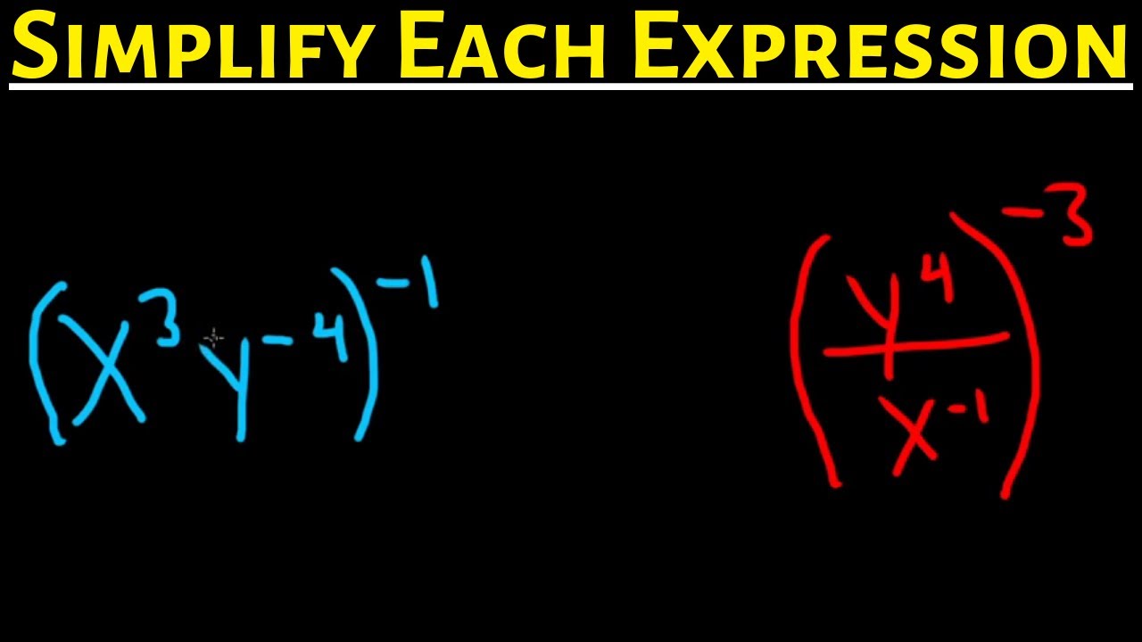 Simplify Each Expression with Exponents and Write without Negative Exponents