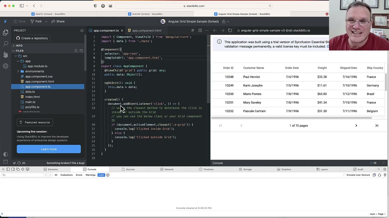 How to Set Focus on an Angular Grid