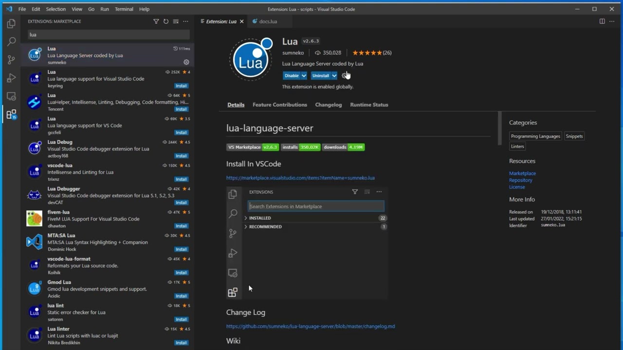 ArduPilot Lua scripting documentation and autocomplete in VS Code