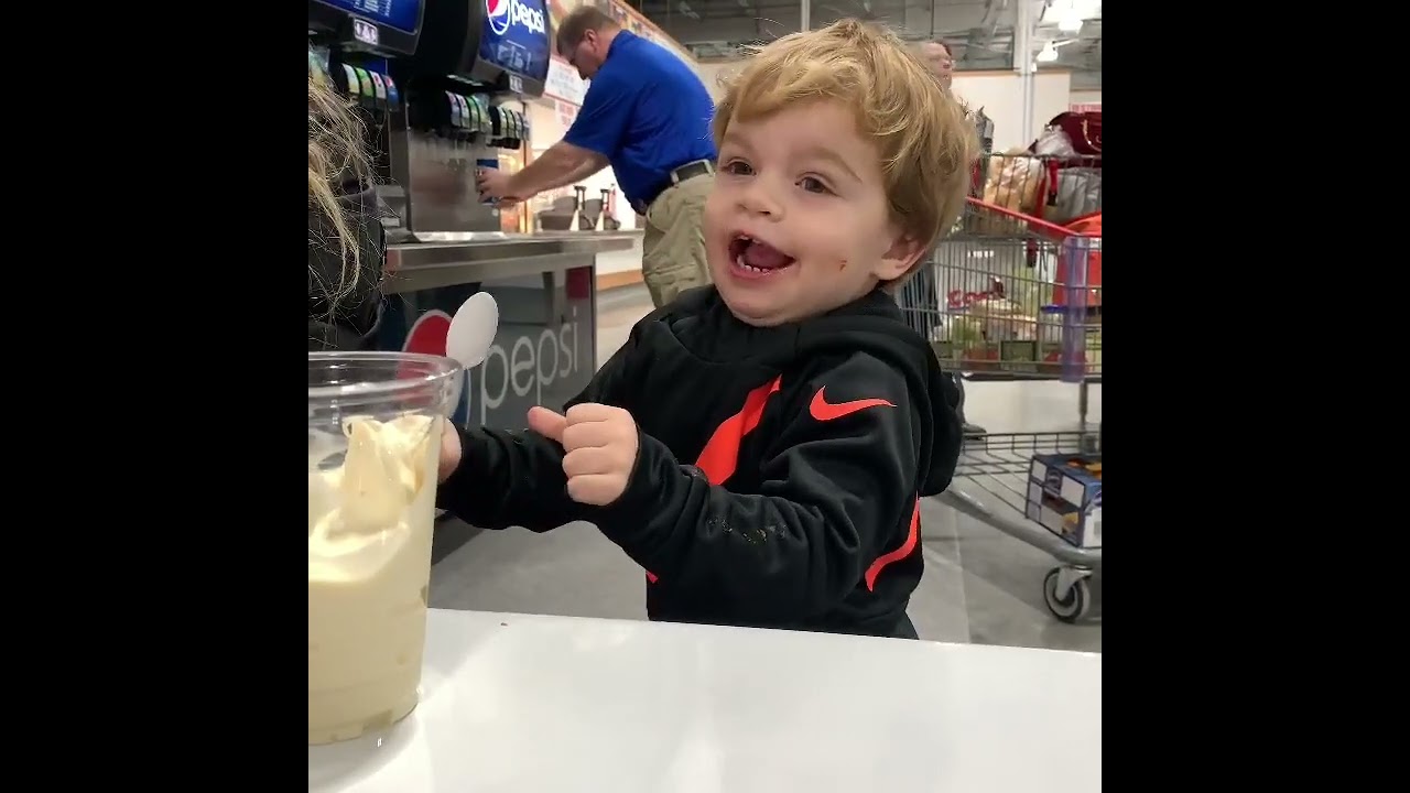 Cute Toddler Experiences Brain Freeze While Eating Ice Cream for First Time - 1366851