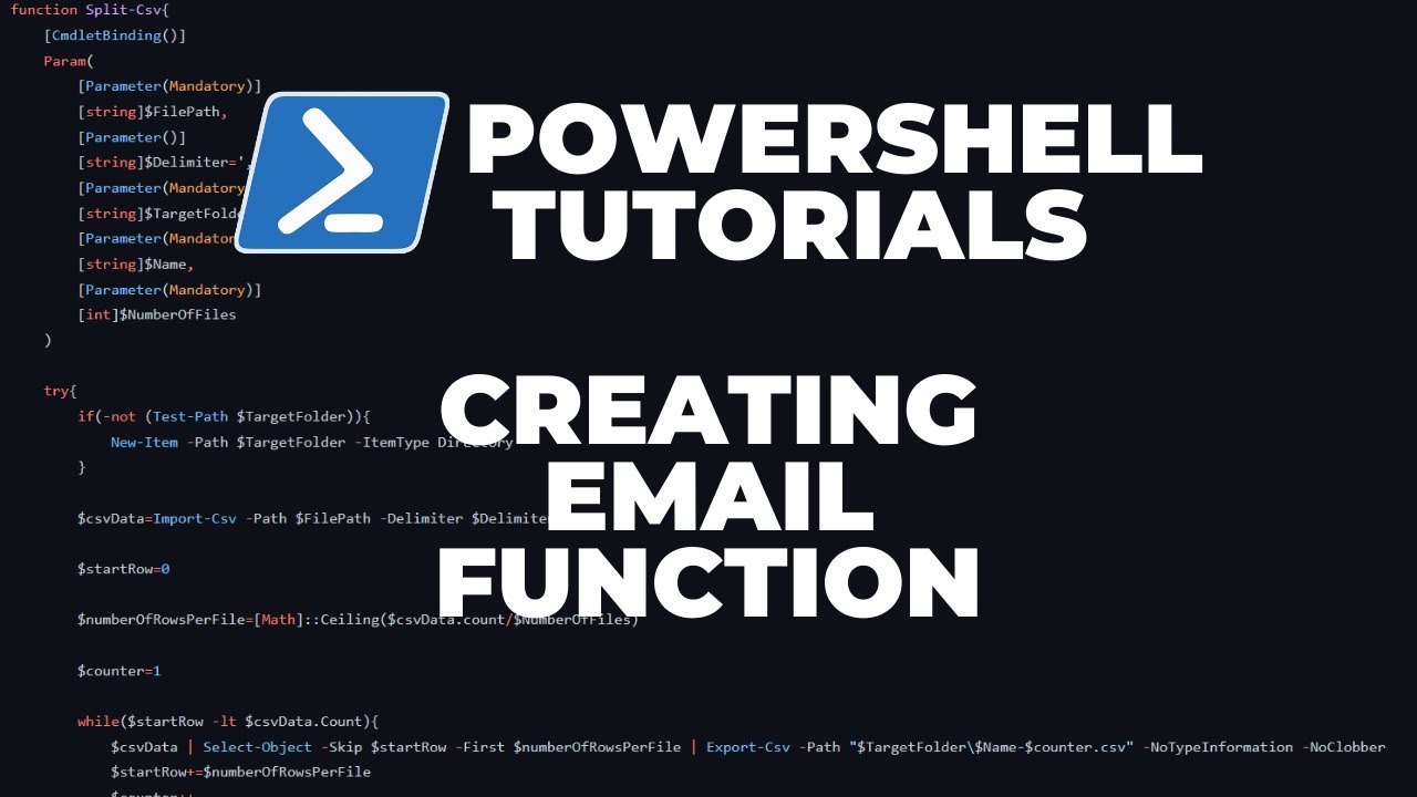 PowerShell Tutorials : Creating email function to replace send-mailmessage