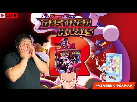 🔴Live🔴 Destined Rivals Booster Box + Members Giveaway Opening #pokemon #new #giveaway
