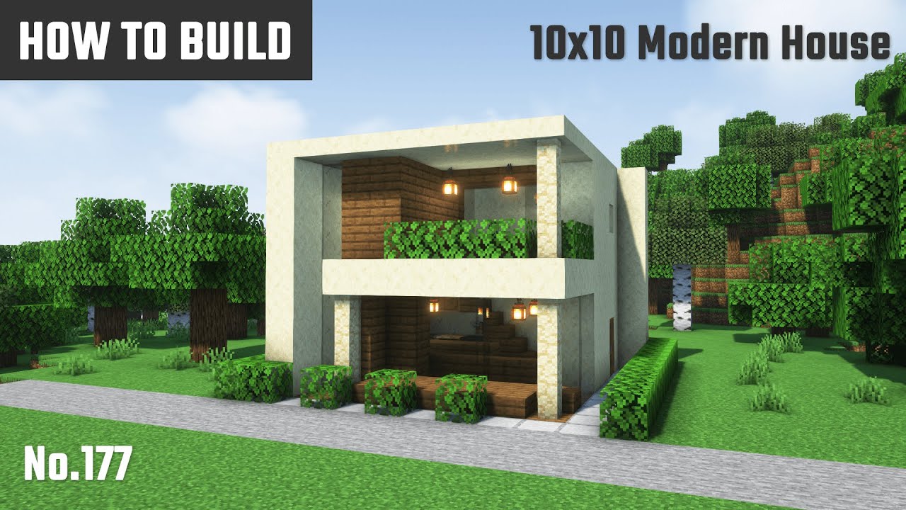 マイクラ建築：砂岩と木で作るモダンな家の作り方。10x10ブロックで簡単に。No.177【Minecraft】 - Minecraft ...