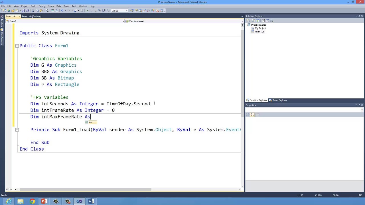 Visual Basic - Video Game Design Part 1