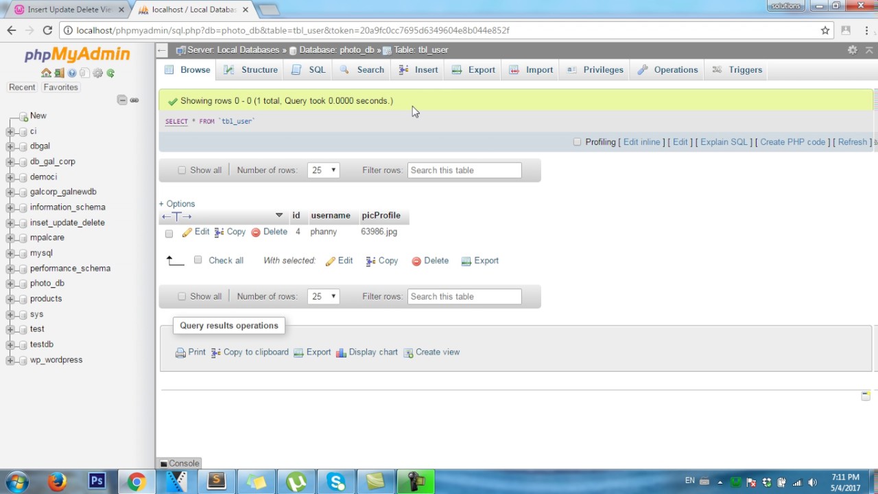 PHP: MySQL (PDO) how to view image and data from database and folder with php and mysql?