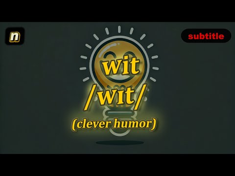 [n] Wit meaning (clever humor) with 5 examples