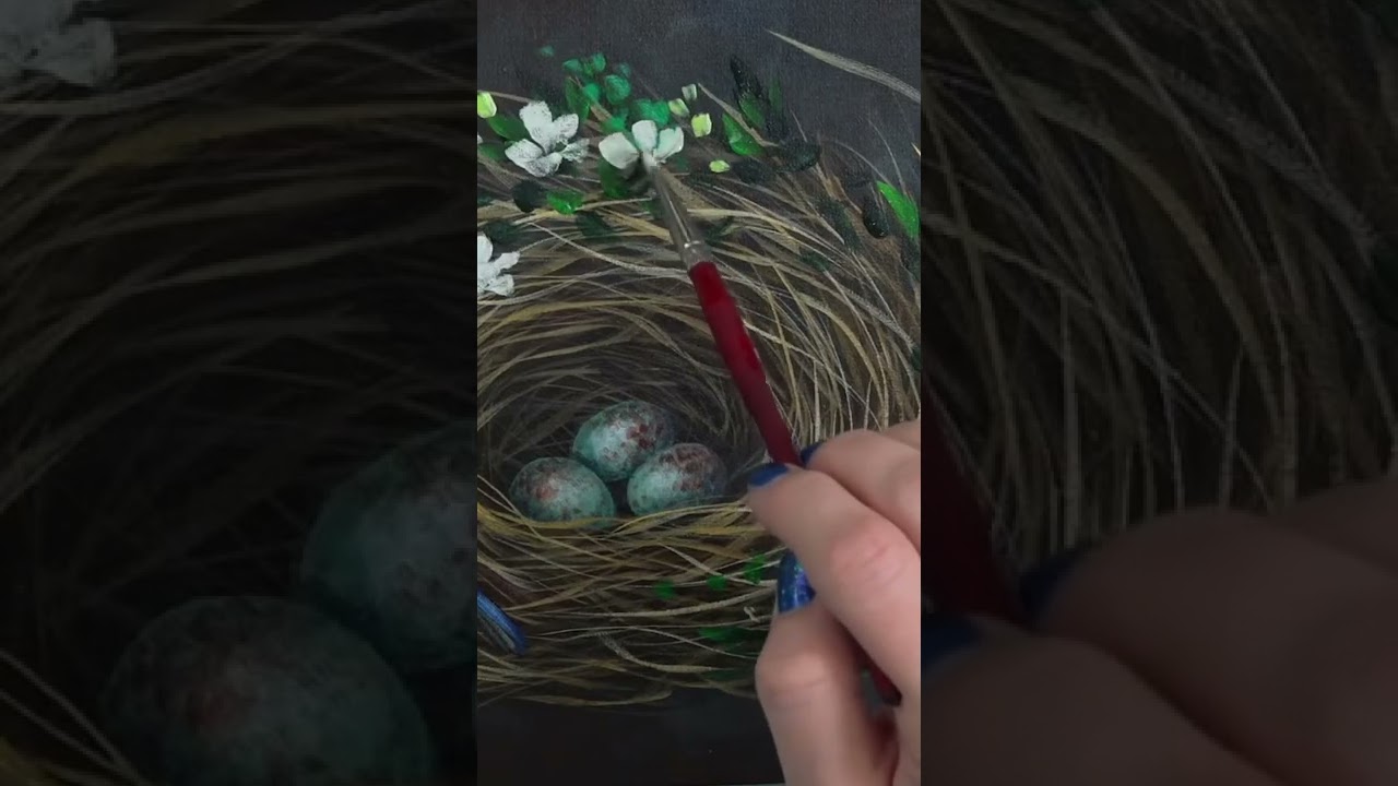 Nest with Flowers” what bird should I paint next? #art #artist #artistsofyoutube