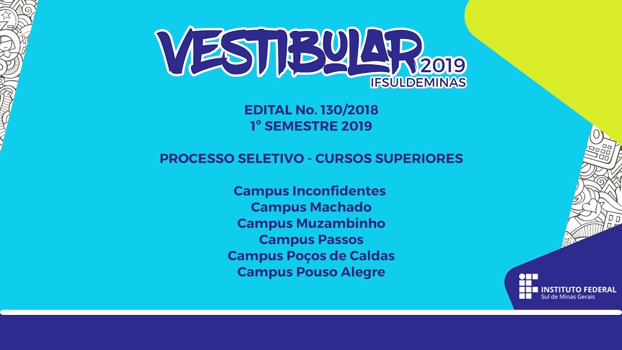 Vestibular 2019 IFSULDEMINAS - Edital em LIBRAS - #01