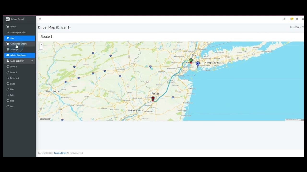 Dispatch Login as Driver - Carrier Direct Transportation Management Dispatch Tutorial