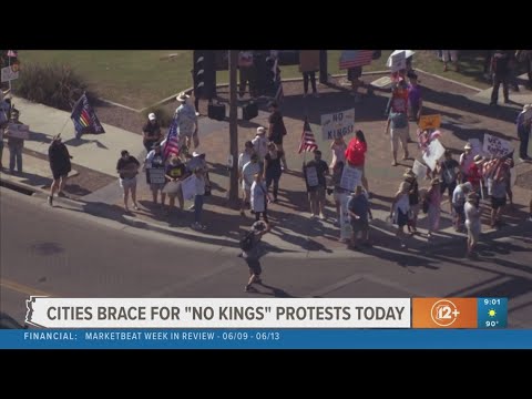 Crowds gather at various locations across Arizona for 'No Kings Day' protests