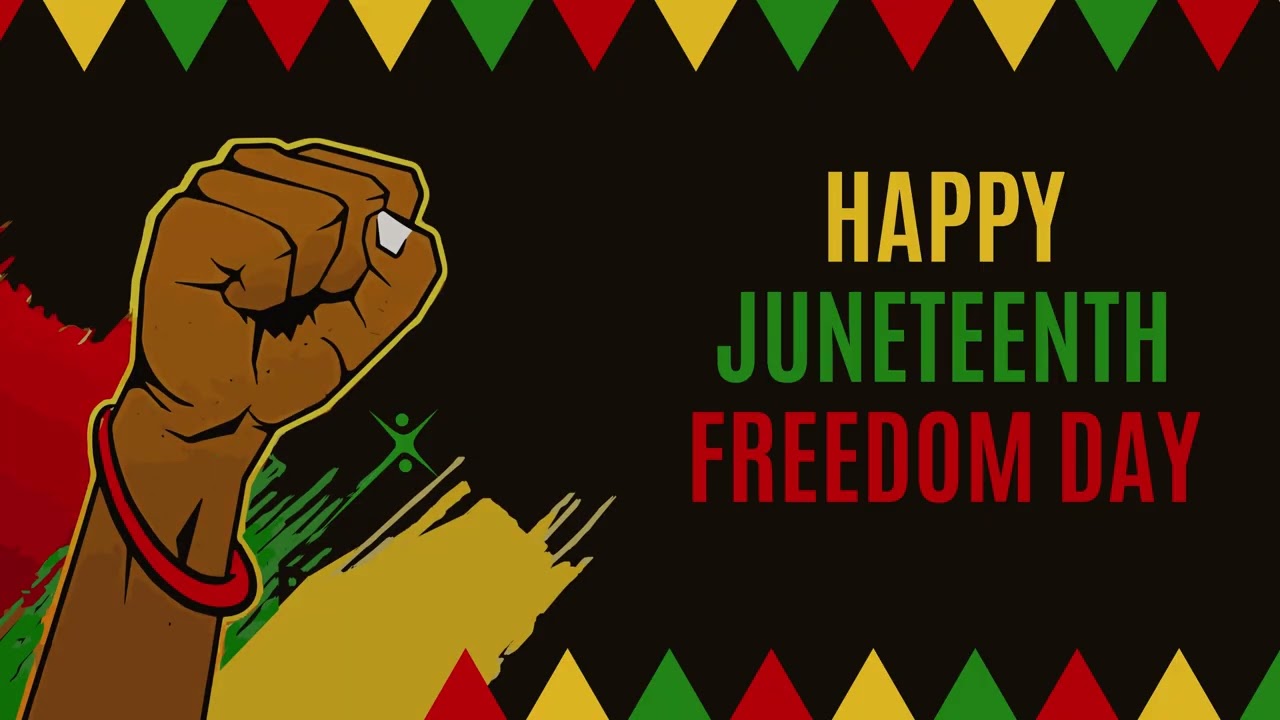 Happy Juneteenth Freedom Day Screensaver Background 4K with Fist