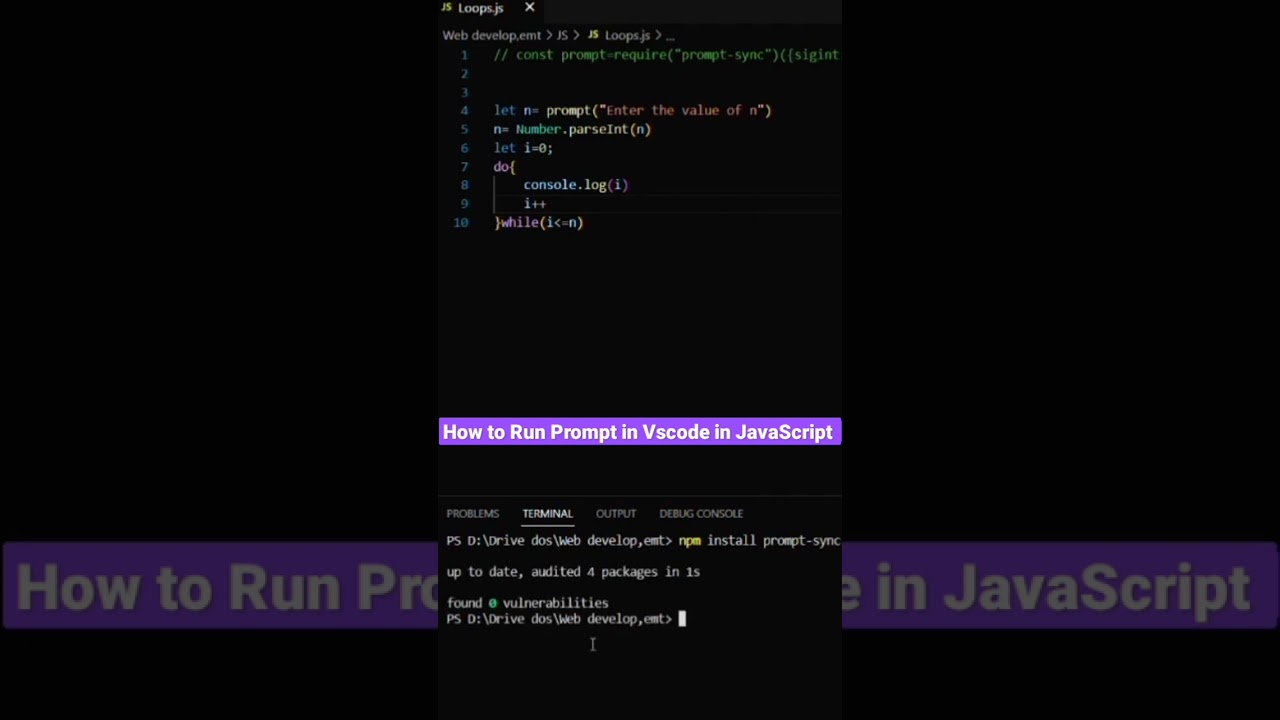 Reference Error: Prompt is not defined Error in VsCode -Solved #referenceerror #prompt #vscode