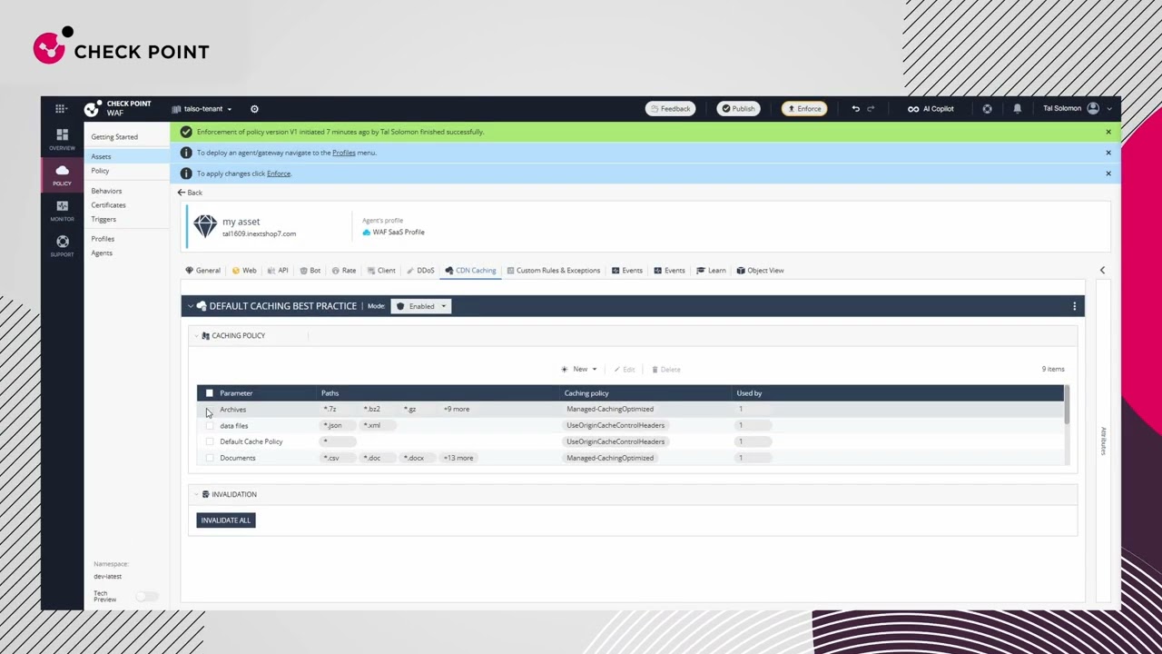 Check Point CloudGuard WAF CDN Caching | Full UI Walkthrough & Configuration Guide