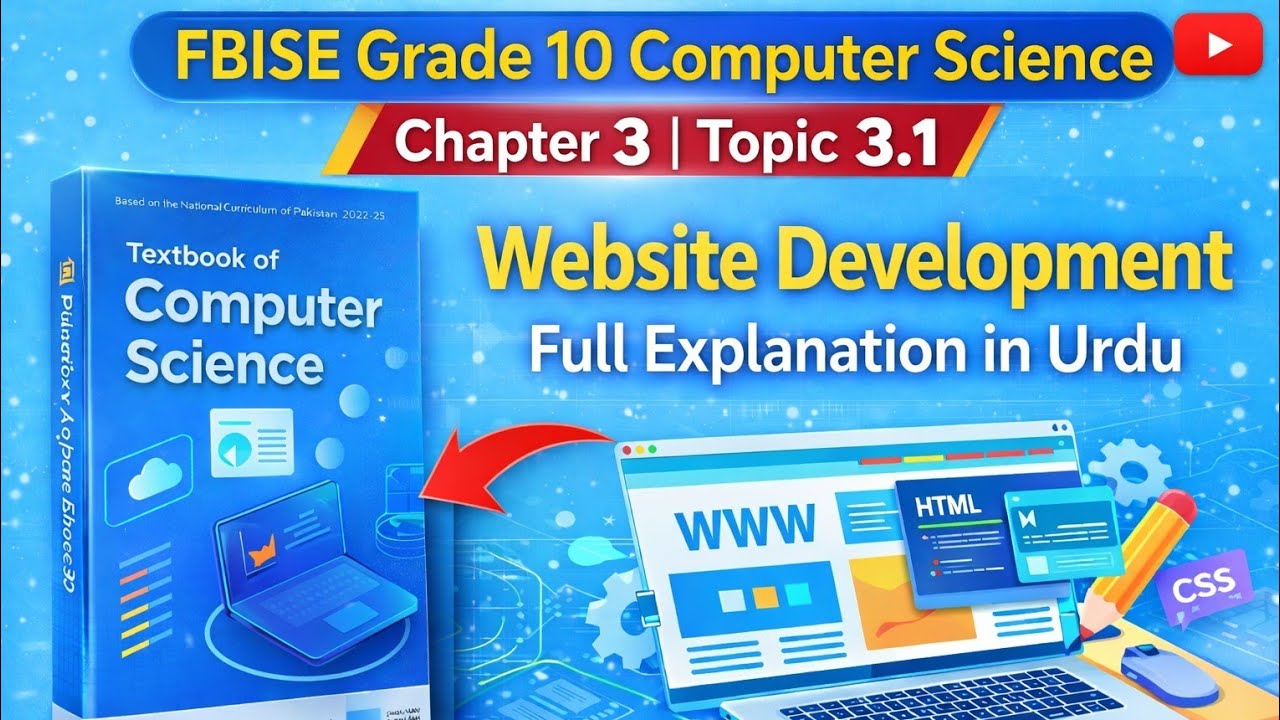 FBISE Class 10 Computer Chapter 3 | Website Development| Topic 3.1 Full Explanation in Urdu