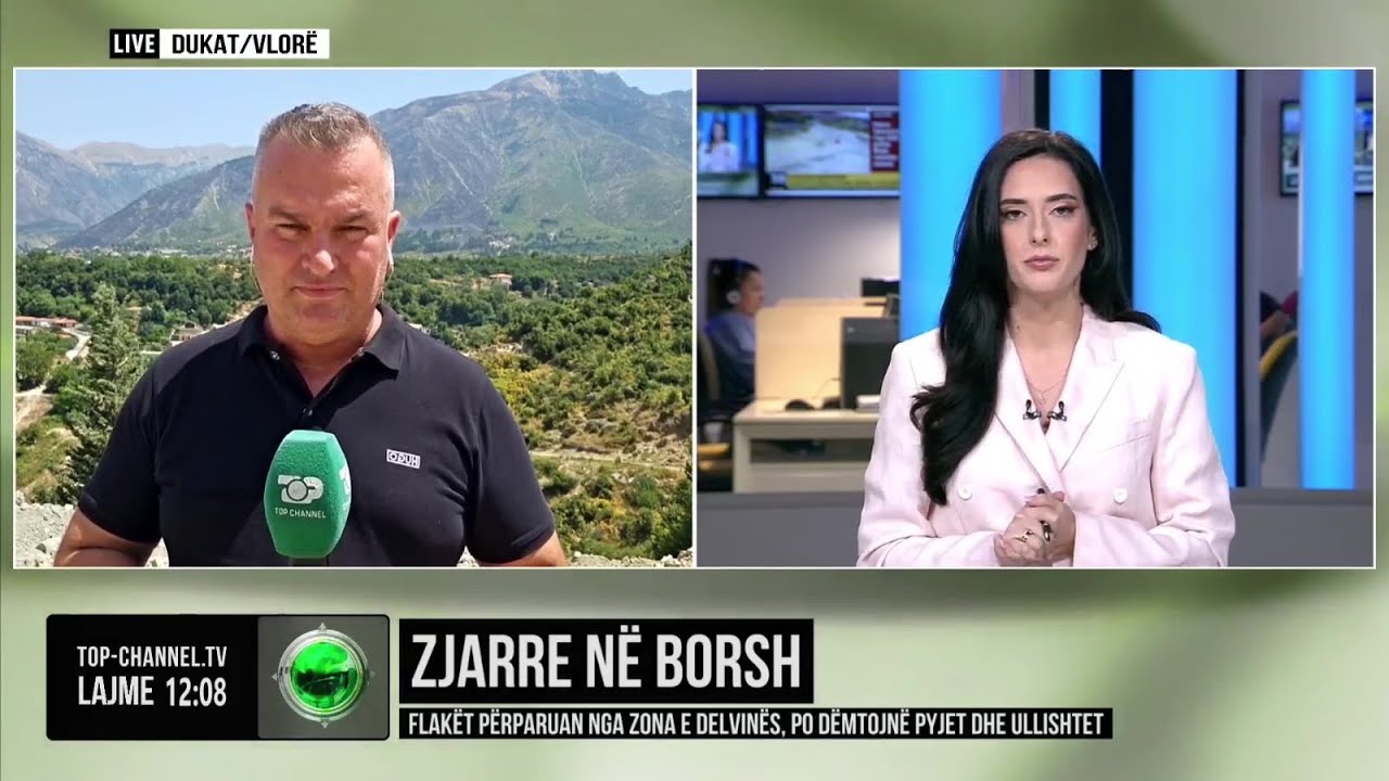 Top Channel/ Zjarre në Borsh/ Flakët përparuan nga zona e Delvinës, po ...