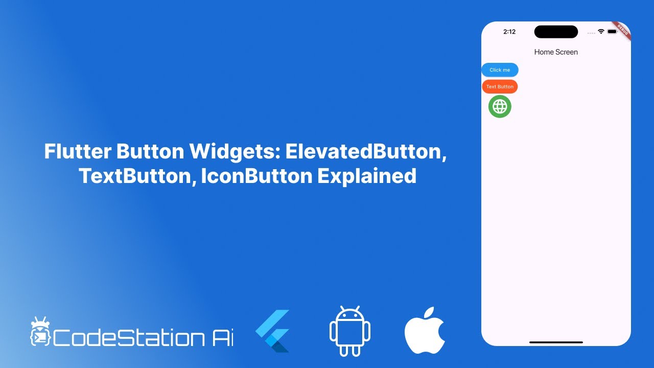 Flutter Button Widgets: ElevatedButton, TextButton and IconButton Explained | Bengali Tutorial