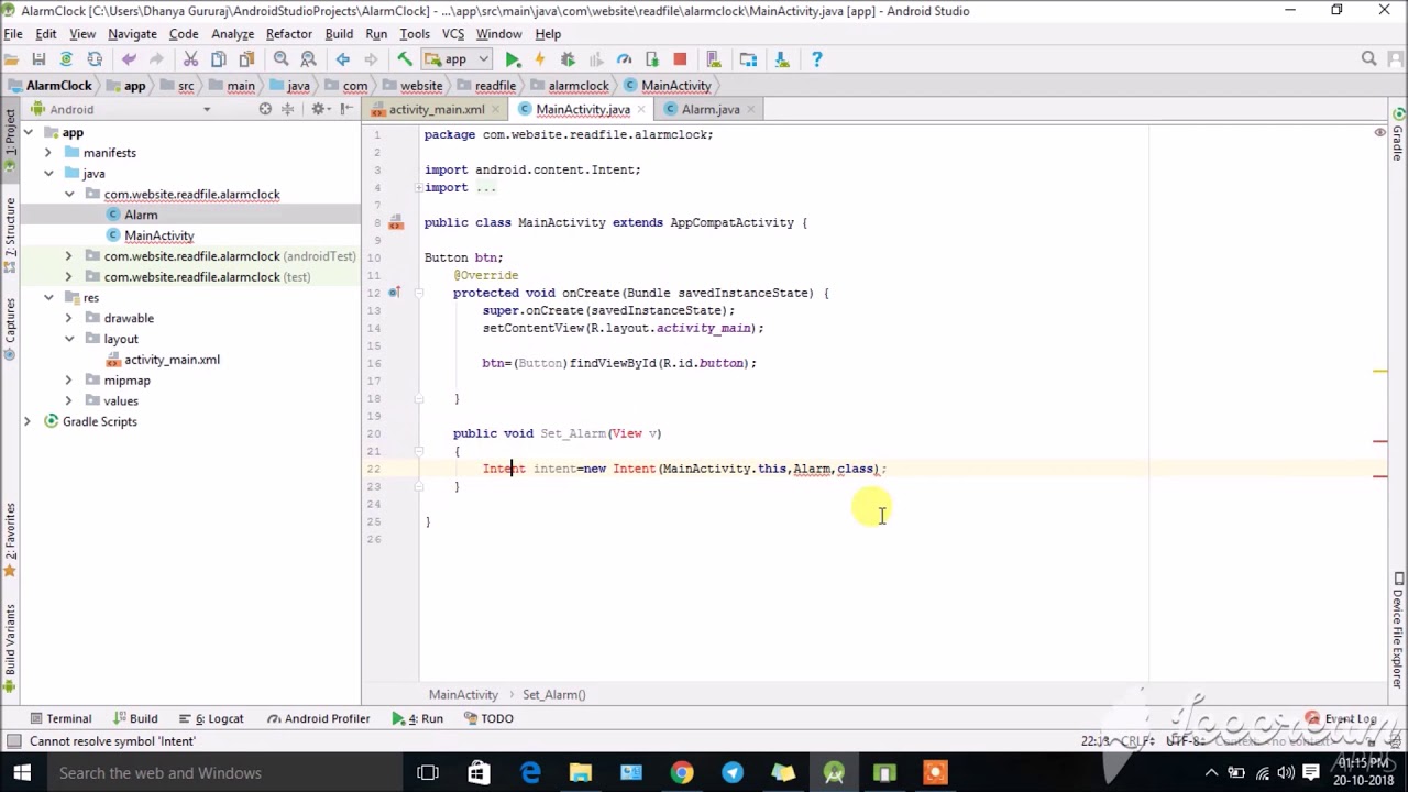 16MCA58 Lab 10 Alarm clock